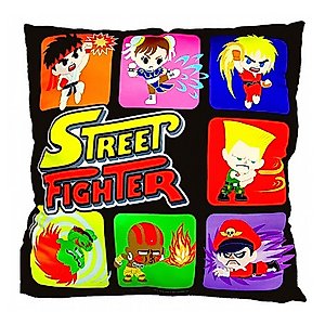 Novelty Street Fighter Square Pillow, Black