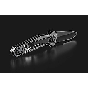 TRUE TRUEBLADE Lightweight Everyday Pocket Knife | Super Sharp Black Oxidized Stainless Steel Partially Serrated Pocket Knife