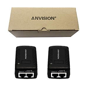 ANVISION 2-Pack 48V 0.5A PoE Power Adapter Supply Injector Ethernet with Wall Plug, IEEE 802.3af Compliant, 10/100Mbps, for IP Voip Phones Cameras AP and More