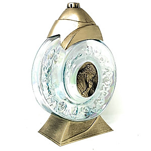 Importer AM Rainbow Glass Cemetery Memorial Candle with 3D Portrait of Praying Jesus | Grave Light Remembrance Decoration | European Style Candle Holder Home & Garden Decor (Jesus Praying, Gold)