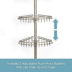 Kenney 3-Tier Tension Pole Shower Caddy with Stainless Steel Baskets