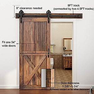 WINSOON 9FT Single Sliding Barn Door Hardware Kit with Sliding Barn Door Handle
