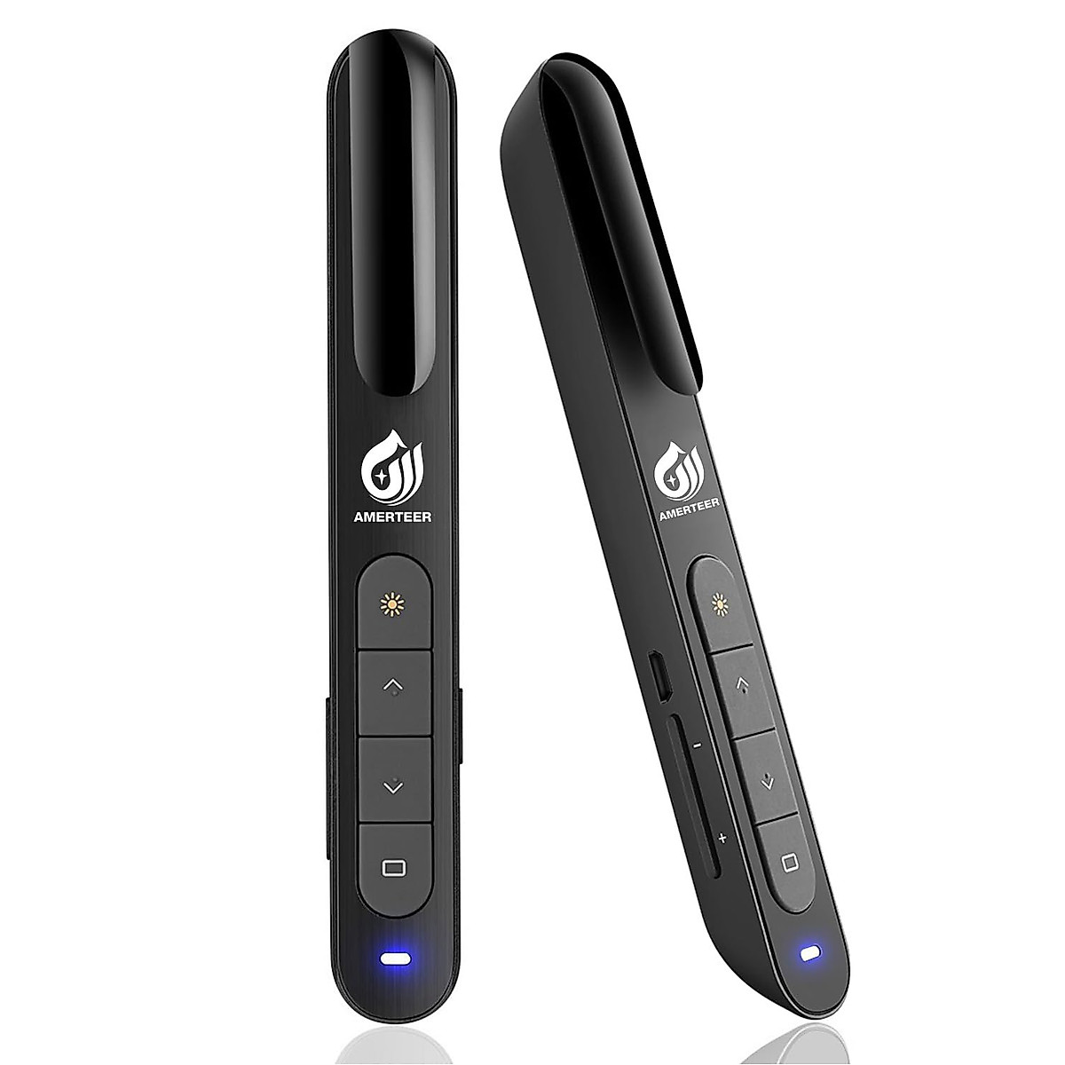 AMERTEER Wireless Presenter, Green Light Rechargeable Presentation Remote Powerpoint Clicker with Laser Pointer PPT Slides Clicker Support Hyperlink RF 2.4GHz