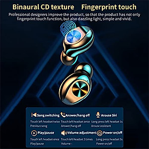 Bluetooth Headphones True Wireless Earbuds Touch Control with LED Charging Case IPX7 Waterproof Stereo in-Ear Earphones Bluetooth 5.0 Sports Ear Buds with Built-in Mic