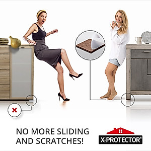 X-Protector Non Slip Furniture Pads for Hardwood Floors 60 PCS - 36 Round 1” + 24 Square 2" Anti Slip Furniture Pads - Self-Adhesive Rubber Furniture Pads Non Slip - Ideal Furniture Stoppers!