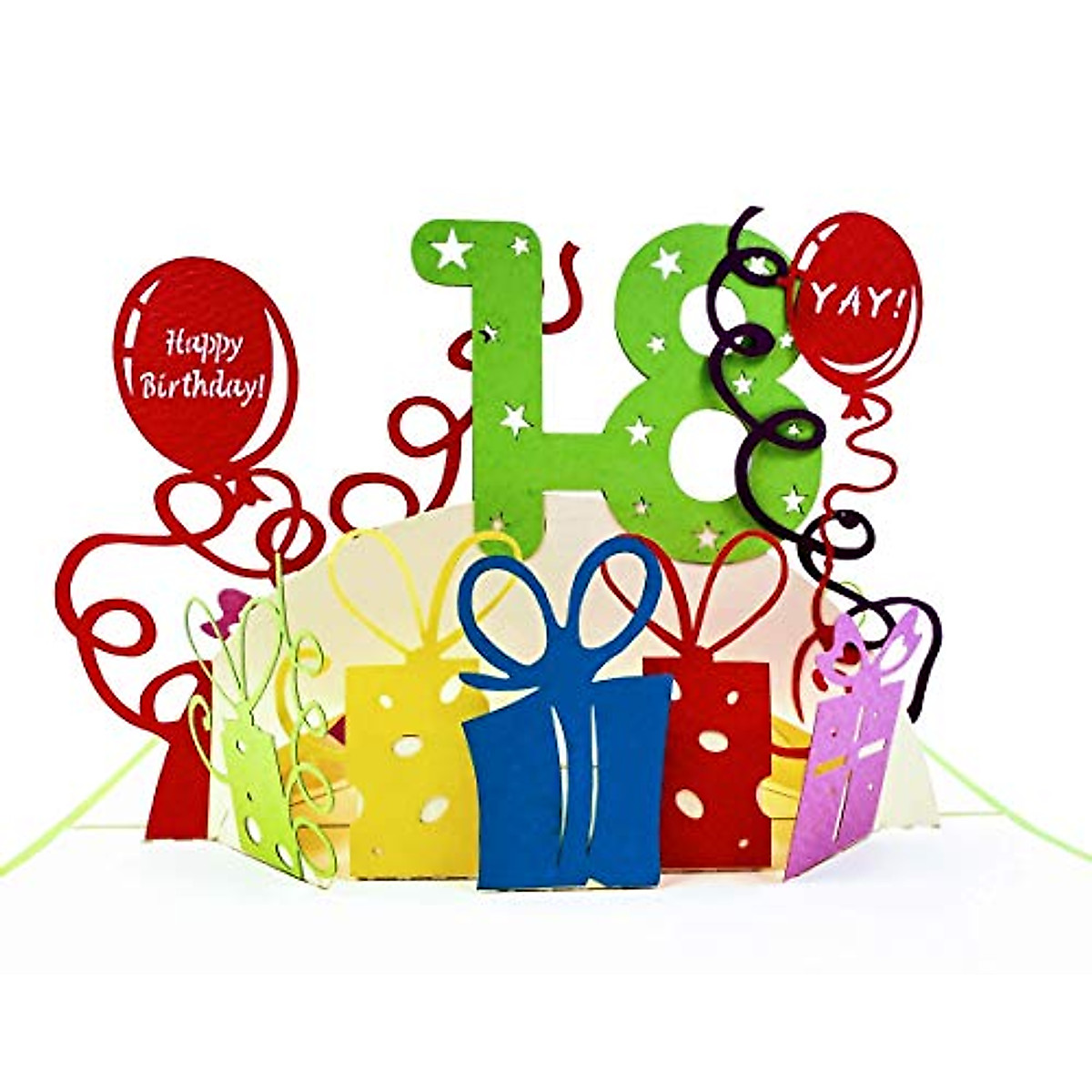 iGifts And Cards Happy 18th Birthday 3D Pop Up Greeting Card - Eighteen, Awesome, Cute, Unique, Special Occasion, Fun, Best Friend, Cool, Congratulations, Super Presents