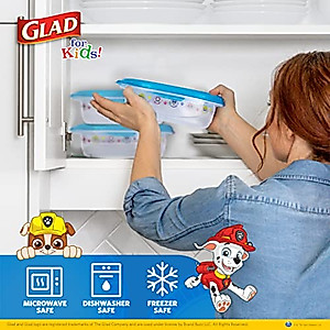 Glad for Kids Paw Patrol GladWare Medium Lunch Square Food Storage Containers with Lids | 25 oz Kids Food Containers with Paw Patrol Design, 30 Count Set | Tight Seal Food Storage Containers for Food