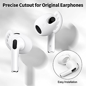 ELOVEN Cover for Airpods 3 Ear Tips Case Anti-Slip in-Ear Earhook Anti Scratch Eartips Skin Friendly Cover Soft Silicone Protective Ear Tips Earpads Accessories Compatible with AirPods 3 2021 White