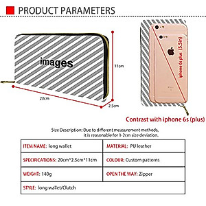 INSTANTARTS Colorful Leaf Pattern Women Pu Leather Long Wallet Travel Purse Zipper Large