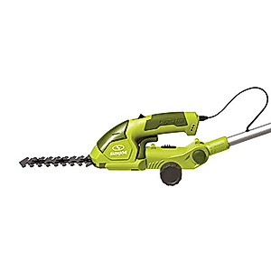 Sun Joe HJ605CC Cordless 2-in-1 Grass Shear + Hedge Trimmer w/Extension Pole, Green