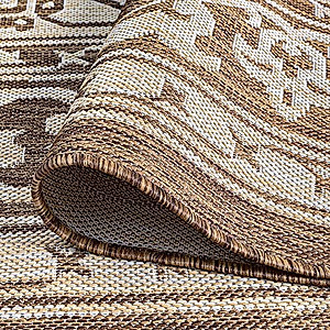 Water & Fade Resistant Indoor Outdoor 3x10 Runnerr Rug for Patio, Deck, Porch, Entryway | Outside Area Rugs for Patios | 2'8'' x 9'10'' Brown