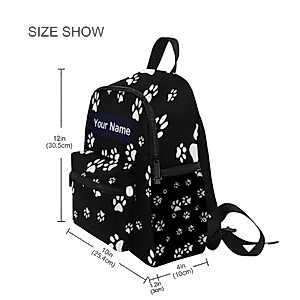 Custom Dog Paw Print Kids Backpack for Girls Boys, Animal Puppy Footprint Toddler Casual Daypack Backpacks, Personalized with Kid's Name Preschool School Bag, Children Travel Bookbag with Chest Strap
