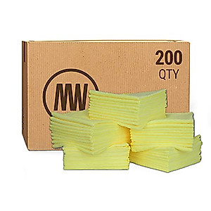 Bulk 16" x 16" Economy All Purpose Microfiber Towels Wholesale - Case Quantity (200 Count) | Large | No Fraying | High Density Microfiber | Zero Chemical Cleaner | Long-Lasting (Yellow) …