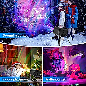 Christmas Projector Lights, Joycabin 6-in-1 Aurora Moving Patterns LED Lights, Waterproof Halloween Landscape Light with Remote Control Timer for Outdoor/Indoor Christmas Holiday Party