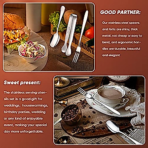 24 Pieces Charcuterie Accessories for Party, Appetizer Forks and Spoons Stainless Steel Charcuterie Utensils Mini Serving Tongs for Valentines Party Salad Dessert Cocktail (Silver, Vivid Sharp Spoon)