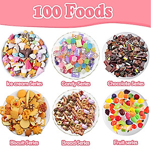 150Pcs Miniature Food Drinks Bottles Dollhouse Accessories 1:12 Mini Stuff Things Toy Set Dollhouse Pretend Kitchen Play Game Tiny Baking Hamburger Bread Ice Cream Cake Tableware