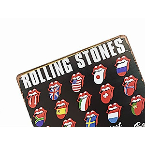ERLOOD Rolling Stones Tin Sign Wall Retro Metal Bar Pub Poster Metal 12 X 8
