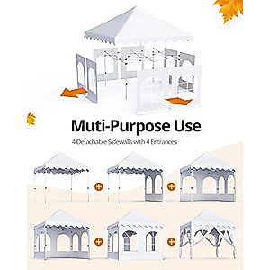 Quictent Ez up 10'x10' Pop up Canopy Tent with Sidewalls Commercial Party Wedding Event Gazebo Tent Waterproof, Full Truss Structure, 4 Sidewalls with 4 Entrances & Large Clear Church Windows (White)