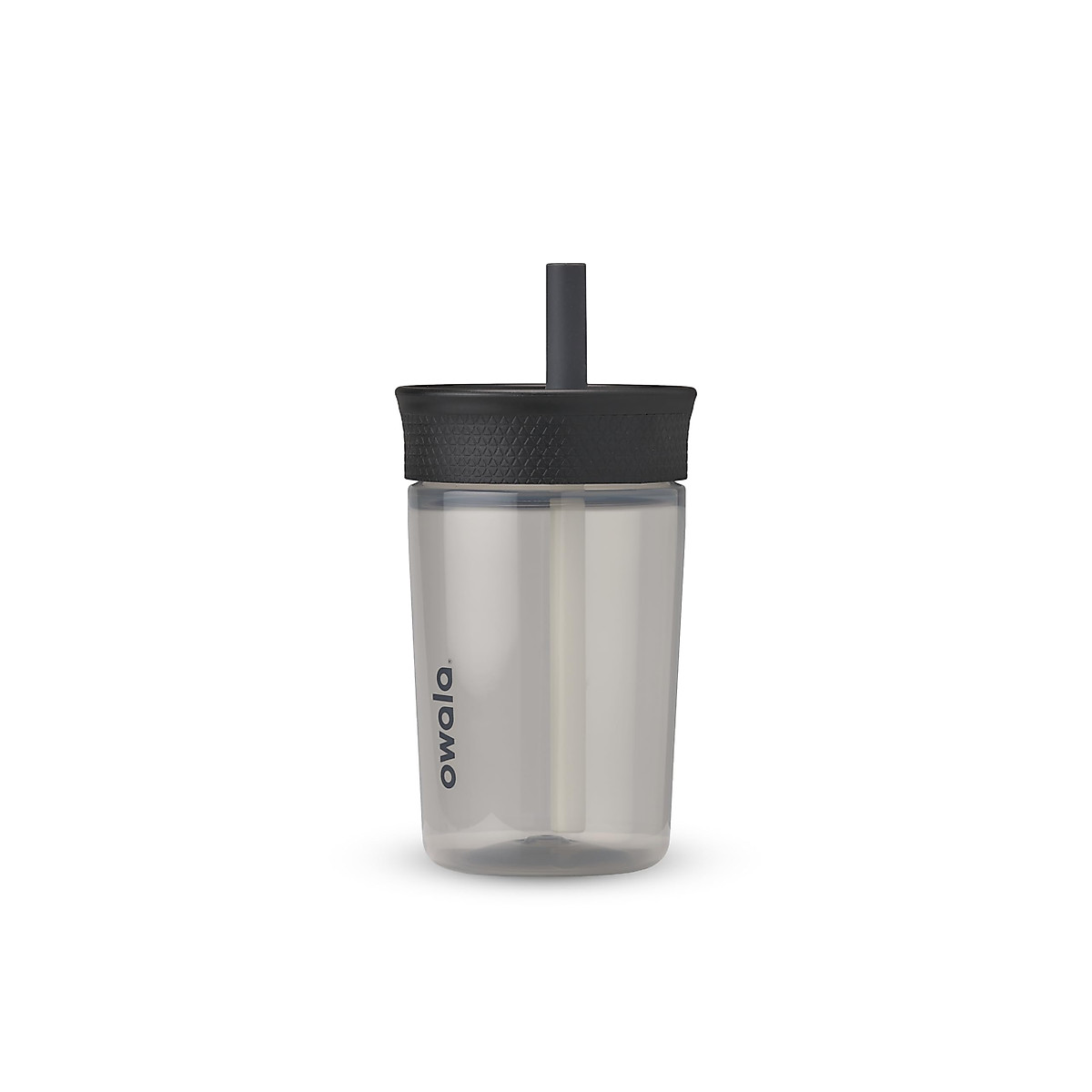 Owala Kids BPA-Free Plastic Tumbler with Spill Resistant Flexible Straw, Easy to Clean, Kids Water Bottle, Great for Travel, Dishwasher Safe, 15 Oz, Black and Gray (Skate Park)
