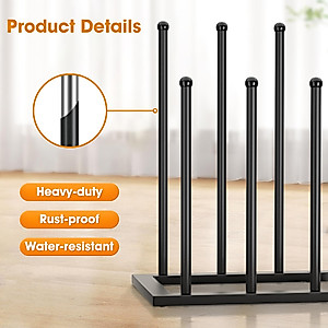 Urban Deco Free Standing Shoe Racks, Boot Organizer for Tall Boots, Black Metal Boot Rack Fit for 6 Pairs, Shoe Organizer for Dorm Room, Closet, Entryway (Black-6pairs)