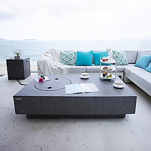 Elementi Modern Concrete Fire Pit, 56" x 32", Gray, Includes Lava Rocks, Natural Gas & Propane Compatible