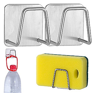 YAFIYGI 2 Pack Magnetic Sponge Holder for Kitchen Sink Stainless Steel Holder Drain Rack Strong Adhesive Small Sponge Holder Premium Rustproof & Waterproof Kitchen Sink Caddy