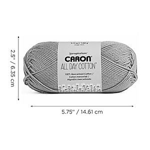 Caron All Day Cotton - 3 Pack of 173 Yards/3.52 oz Eyes Blue 100% Mercerized Cotton Yarn