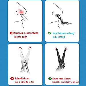 Nose Hair Scissors, arc Safety Design with Round tip, Facial Hair Small Grooming Scissors for Men Women - Eyebrow, Nose Hair, Mustache, Beard, Eyelashes, Ear Trimming Kit (Black, 1 Piece)
