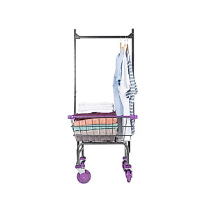 CHAMIN 1.5BU Chrome Coated CART for House and Commercial (Lavender Color) (Powder Coating, 1.5 Bushel)