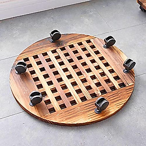 Large Plant Caddy, Flower Pot Movable, Outdoor Plant Pot Pallet Dolly Caster with Universal Wheels, Rolling Wooden Tray Indoor/Garden, Flower Pot Tray (Color : Round, Size : 50cm/20in)