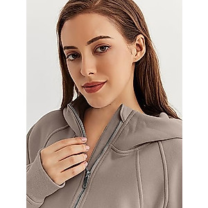 WYNNQUE Womens Hoodies Oversized Sweatshirts Half Quarter Zip Pullover Cropped Long Sleeve Fall Outfits Fashion Clothes Coffeegrey M