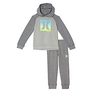 Hurley Baby Boys' Hoodie and Joggers 2-Piece Set, Charcoal Heather, 5