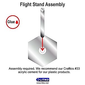 LITKO Acrylic Flight Stands | Hexagon | 3mm Clear Hexagonal Flight Base with Flight Peg (2.5-inch)