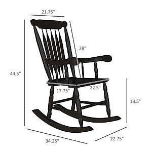 Outsunny Outdoor Wood Rocking Chairs Set of 2, 350 lbs. Porch Rockers with High Back for Garden, Patio, Balcony, Black