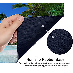 SSOIU Extended Gaming Mouse Pad (35.5x15.7 in), Large Stable Rubber Base Mousepad with Stitched Edges, Keyboard Mouse Mat Desk Pad for Work, Game, Office, Home - Black and White Polka Dot