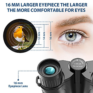 Binoculars 15x25 for Adults,Waterproof Durable & Clear Binoculars with Low Light Night Vision for Sightseeing,Concerts and Bird Watching