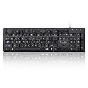 Perixx PERIBOARD-117 Wired USB Keyboard with Standard US Layout and Chiclet Big Print Keys, Black