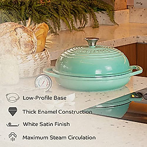 Enameled Cast Iron Bread Pan with Lid 11” Green Bread Oven Cast Iron Sourdough Baking Pan, Dutch Oven for Bread, No Seasoning Needed-Segretto Cookware