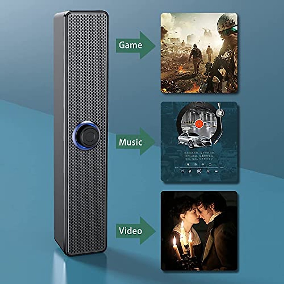 MEGCCR Bluetooth Small Speaker Subwoofer, Built-in Bluetooth 5.0 Chip, Immersive Sound Experience, Dual Speakers, Laptop Multimedia Can Be Wired or Bluetooth Mode for Outdoor Wireless Use