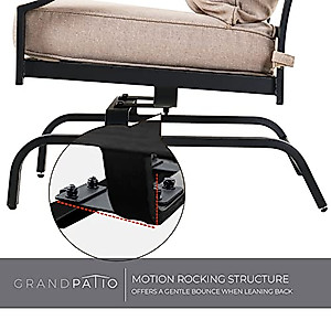 Grand patio Outdoor Patio Seating Chair, Motion Chair, Stationary Rocker, Padded Cushion Chair, Set of 2, Beige