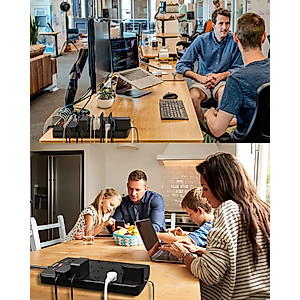 Surge Protector Power Strip with USB, SUPERDANNY Extension Cord with 22 Outlets & 6 USB, 1875W/15A, 1050J Surge Protection, 6.5Ft Flat Plug Power Cord, for Home Office Dorm Workshop, Black