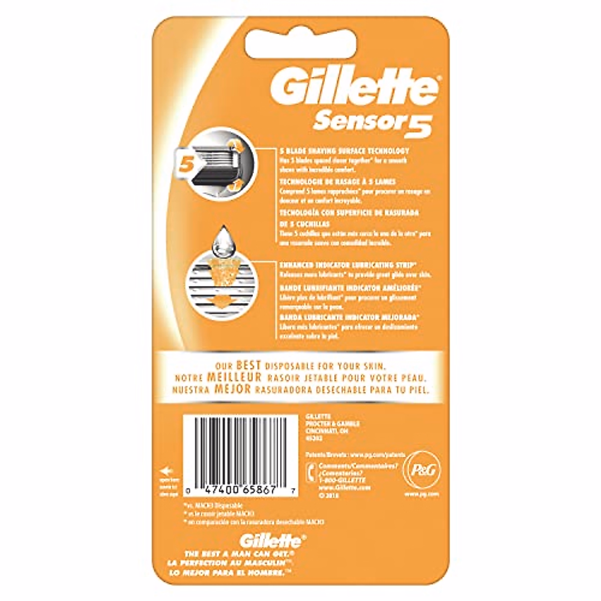 Gillette Sensor5 Men's Disposable Razor, 2 count