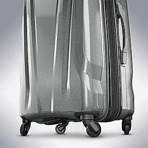 Samsonite SWERV DLX Spinner 4 Wheel 21 Inch Hard Side Travel Suitcase with Side Carry Handle, Telescopic Handle, and TSA Lock, Silver