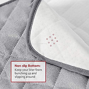 Bamboo Diaper Changing Pad Liner Non-Slip, Soft Terry Waterproof Changing Pad Mat, Quilted Absorbent Bassinet Liner Washable, 3 Pack Large 14"x 27" Reusable Changing Table Pad Protector Grey