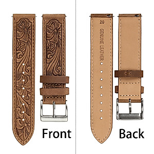 Deeplus 22mm Leather Watch Bands, Western Retro Embossed Leather Bands Compatible with Samsung Galaxy Watch 46/45mm, Gear S3 Frontier, Huawei Watch GT, Garmin Vivoactive 4/Forerunner 945, Retro Brown