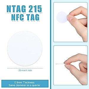NFC 215 Cards, NTAG215 NFC Round Cards NFC 215 Card Tag Compatible with TagMo and Amiibo and NFC Enabled Mobile Phones and Devices (30 Pieces)