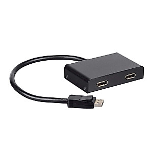 Monoprice DisplayPort 1.2 to DisplayPort Multi-Stream Transport (MST) Hub - 2-Port, DP to DP, Ideal for Digital Signage, Large Video Displays in Schools, 7.6 x 5.8 x 1.3