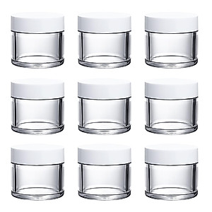 ccHuDE 10 Pcs 30 ml 1 oz Refillable Plastic Jars Small Cosmetic Jars Round Clear Jars Empty Creams Jars Makeup Sample Containers with Lid White