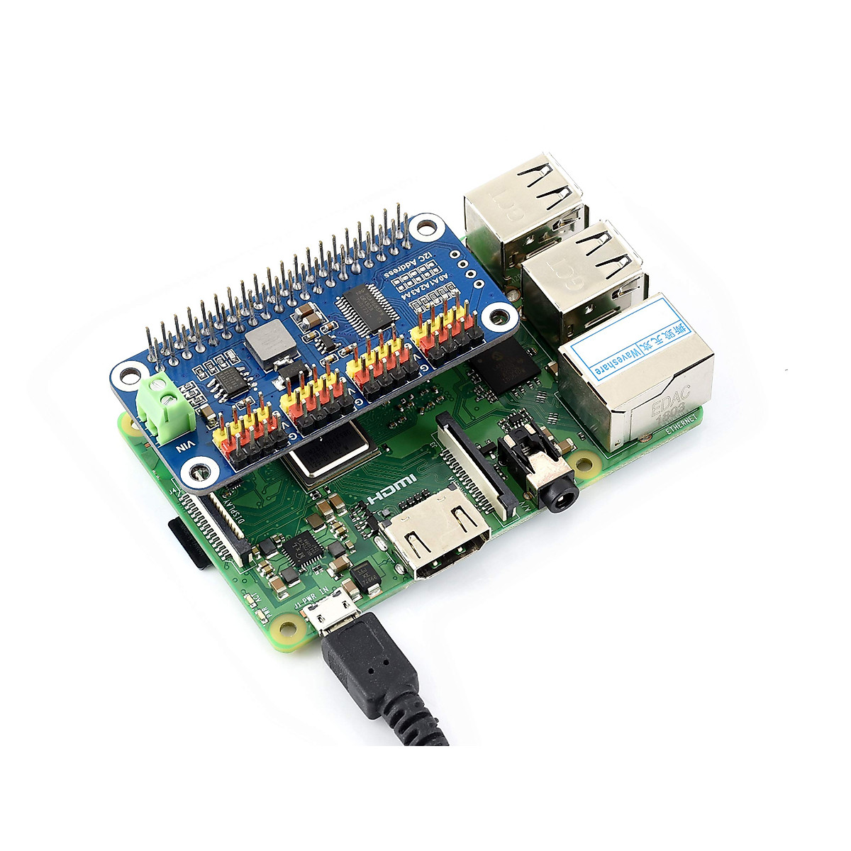 Servo Driver HAT Board for Raspberry Pi Zero/Zero W/Zero WH/2B/3B/3B+ 16-Channel Servo/PWM Outputs with I2C Interface Used for Controlling Robotic Arm or Hexapod Walker