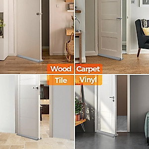 Holikme 36 inches Double Side Draft Stopper Noise Blocker for Bottom of Door Adjustable Door Sweeps, Grey